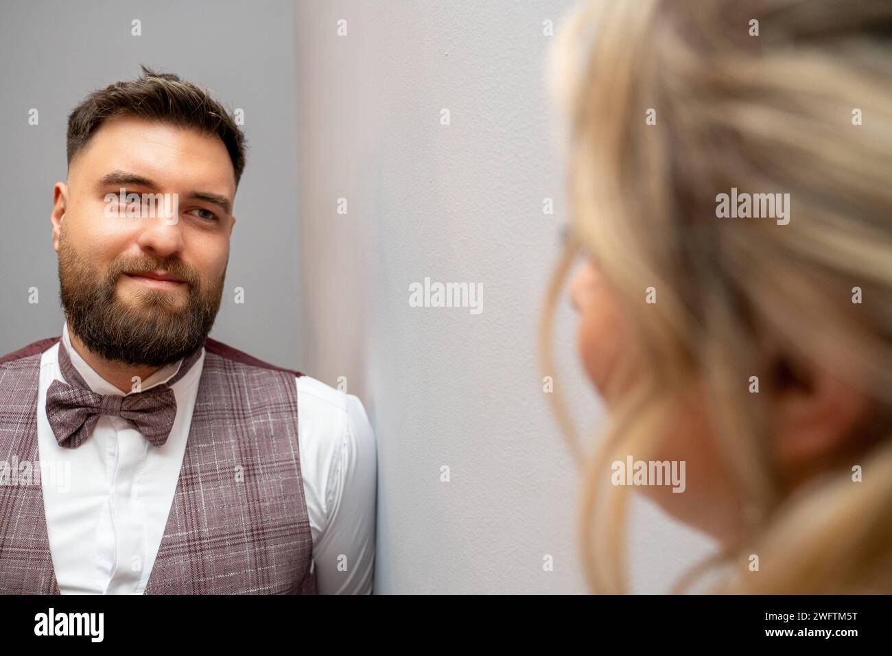 Augsburg, Bavaria, Germany - January 19, 2024: Young bride and groom ...