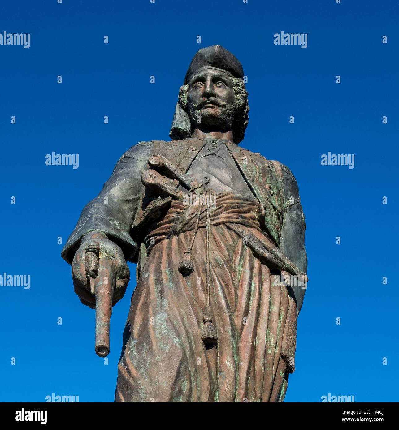 Statue of Cretan freedom fighter in mountain village of Anogia, Crete ...