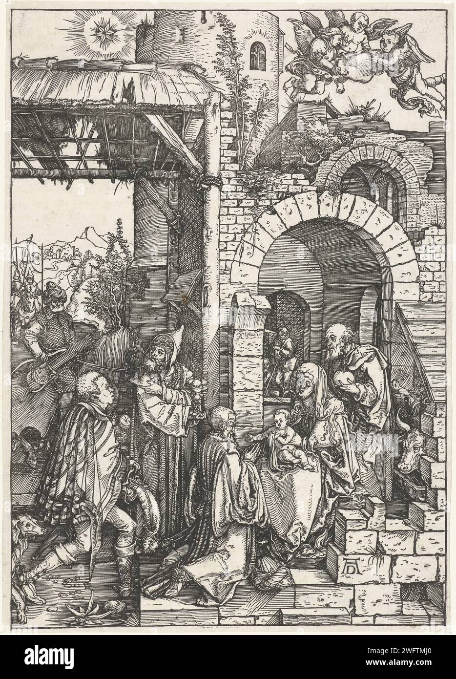 Adoration by De Koningen, Albrecht Dürer, 1501 - 1505 print Maria is ...