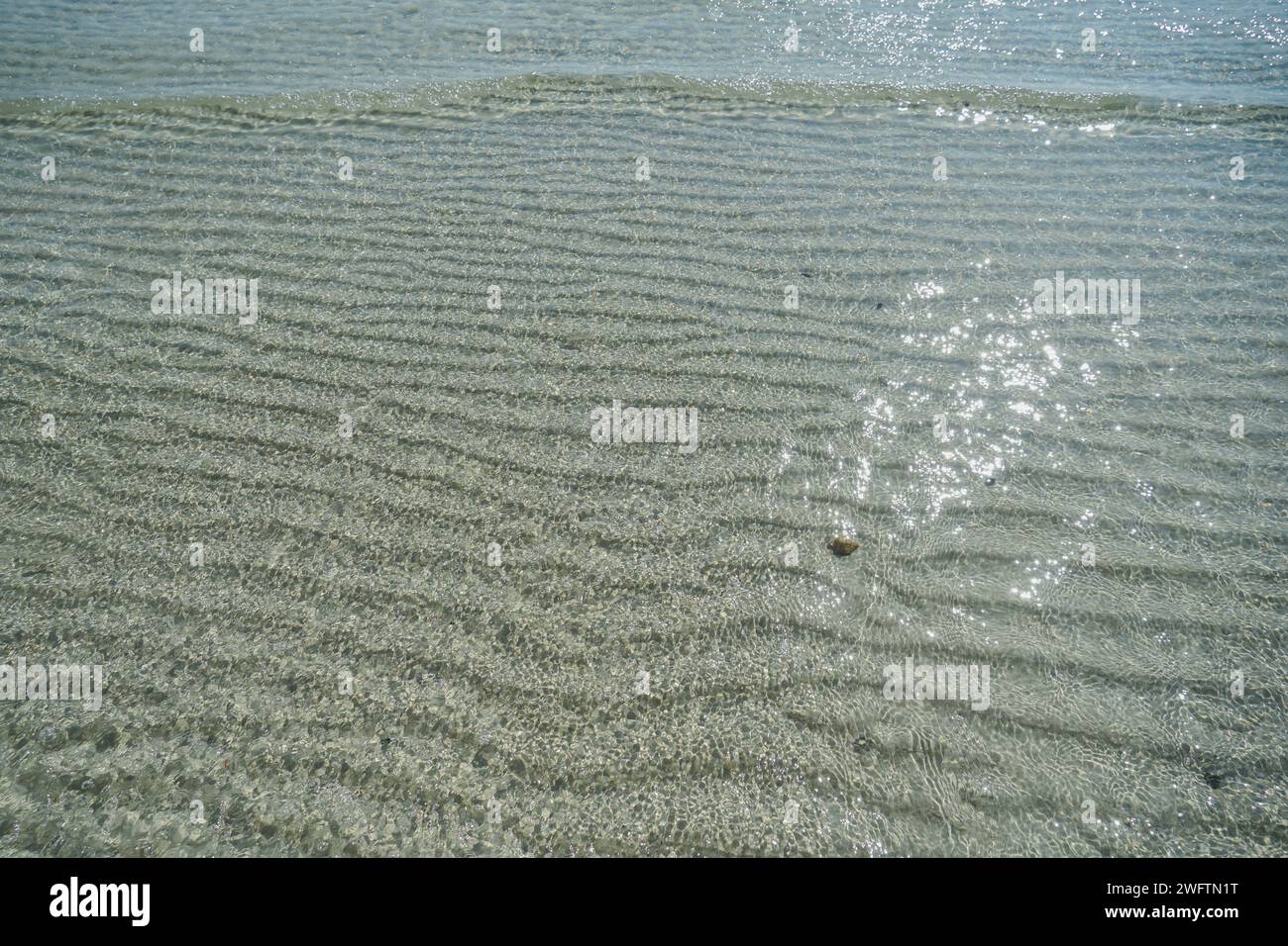 Sandy coast and clear sea. Soft wave of blue ocean on sandy beach ...