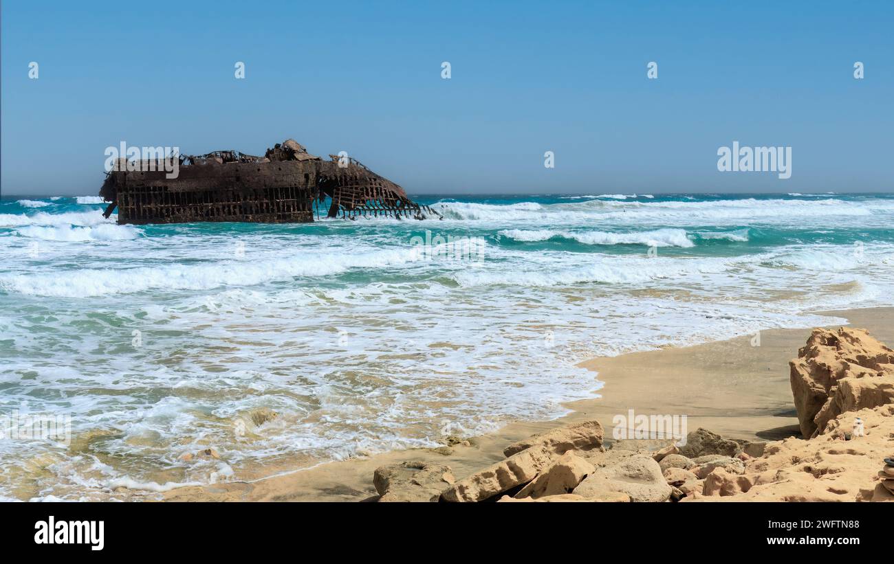 The Cabo Santa Maria Shipwreck by the Boa Vista coast, tourist interest ...
