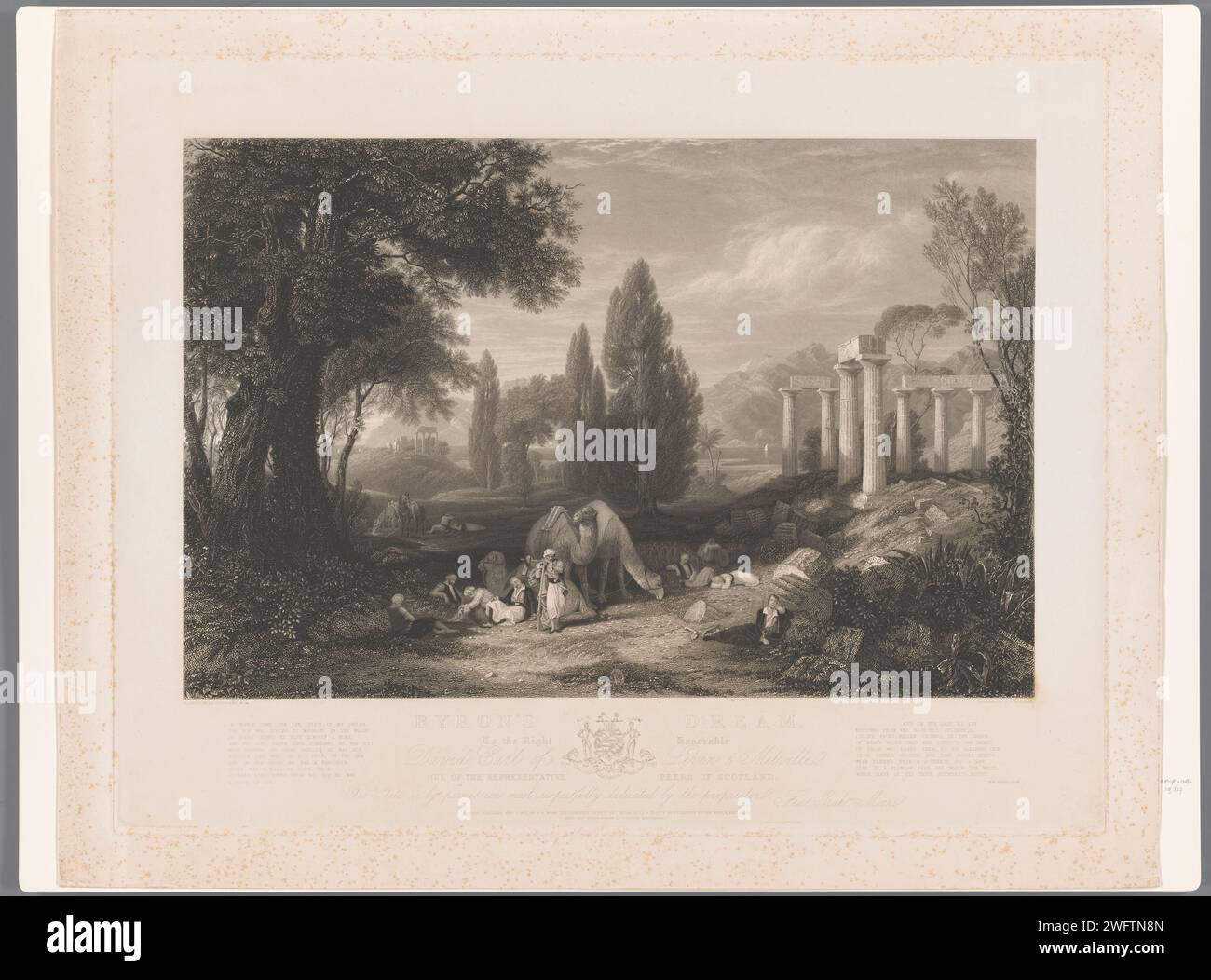 Landscape with dromedaries, ruins and sleeping men, James Tibbits ...