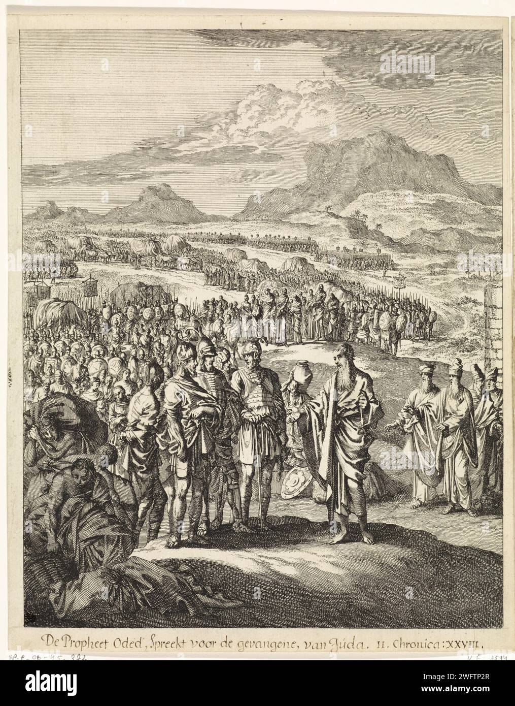 Oded with the army of the Israelites, Jan Luyken, 1708 print Amsterdam ...