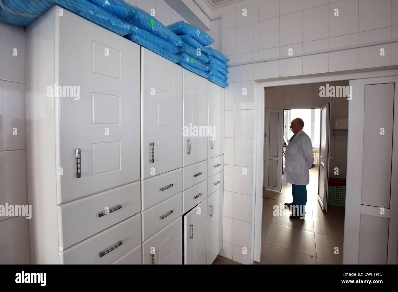 KHARKIV, UKRAINE - FEBRUARY 01, 2024 - A medical worker is seen in the ...