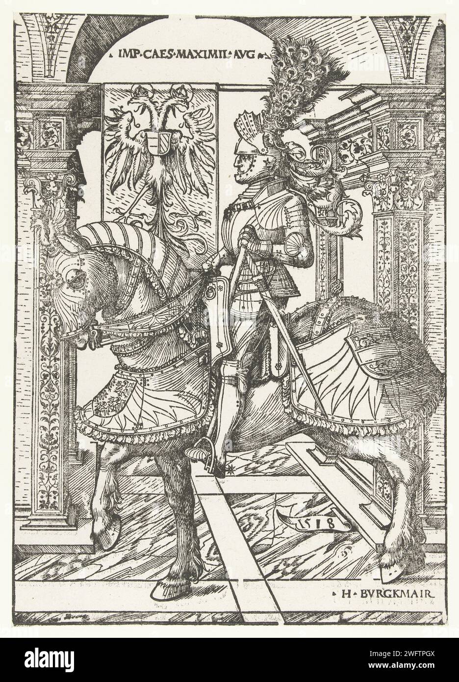 Equestrian portrait of Keizer Maximiliaan, Hans Burgkmair (i), 1518 ...