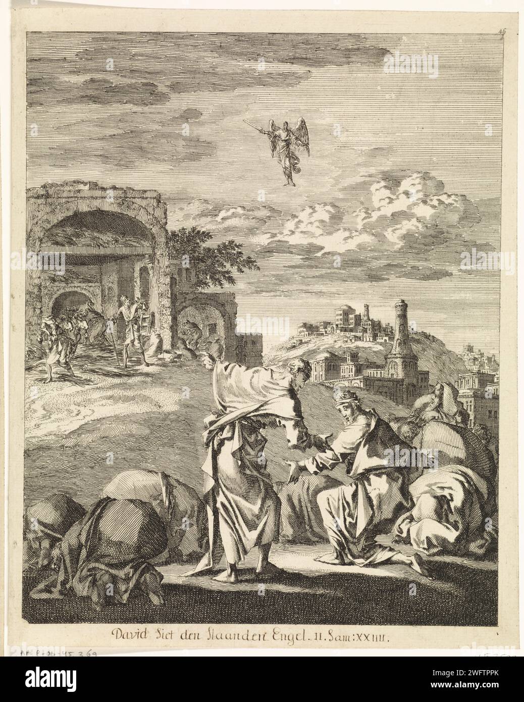 King David sees the Angel of Death, Jan Luyken, 1708 print Amsterdam ...