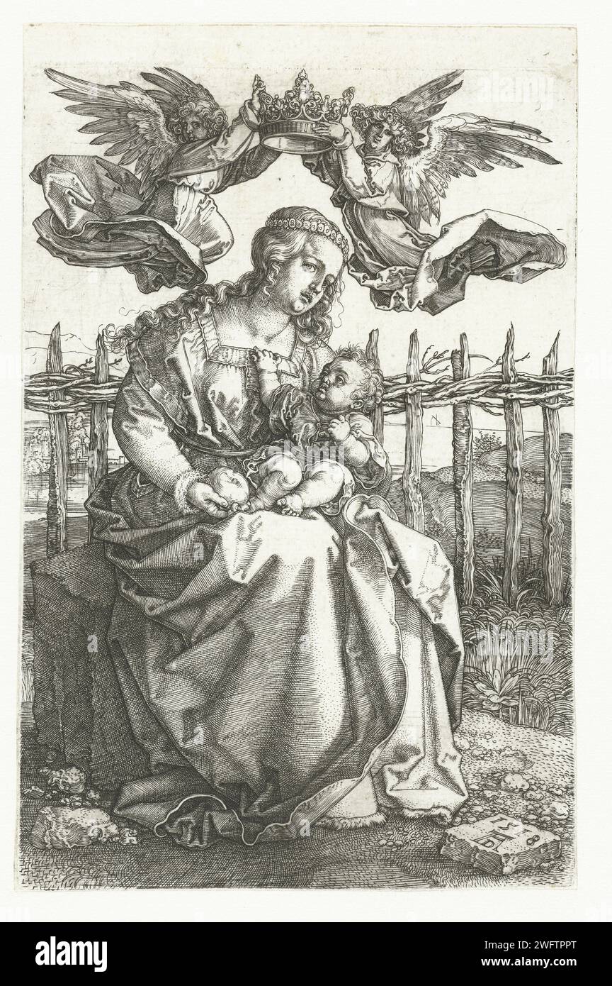 Maria with child crowned by two angels, Albrecht Dürer, 1518 print ...