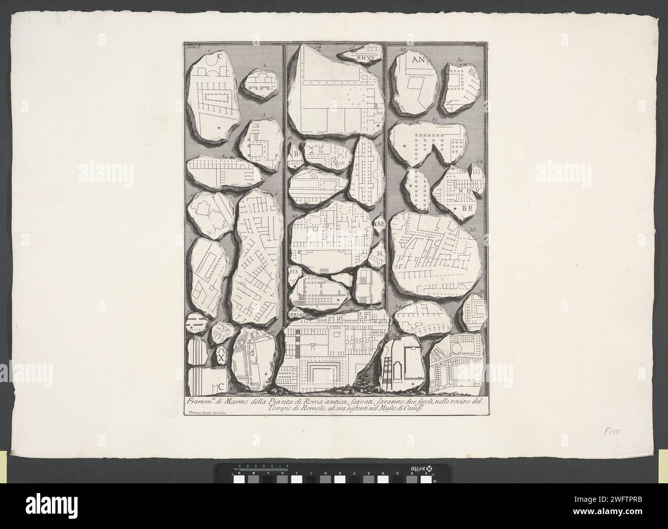 Marble excerpts with parts of a map of Rome, Giovanni Battista Piranesi ...