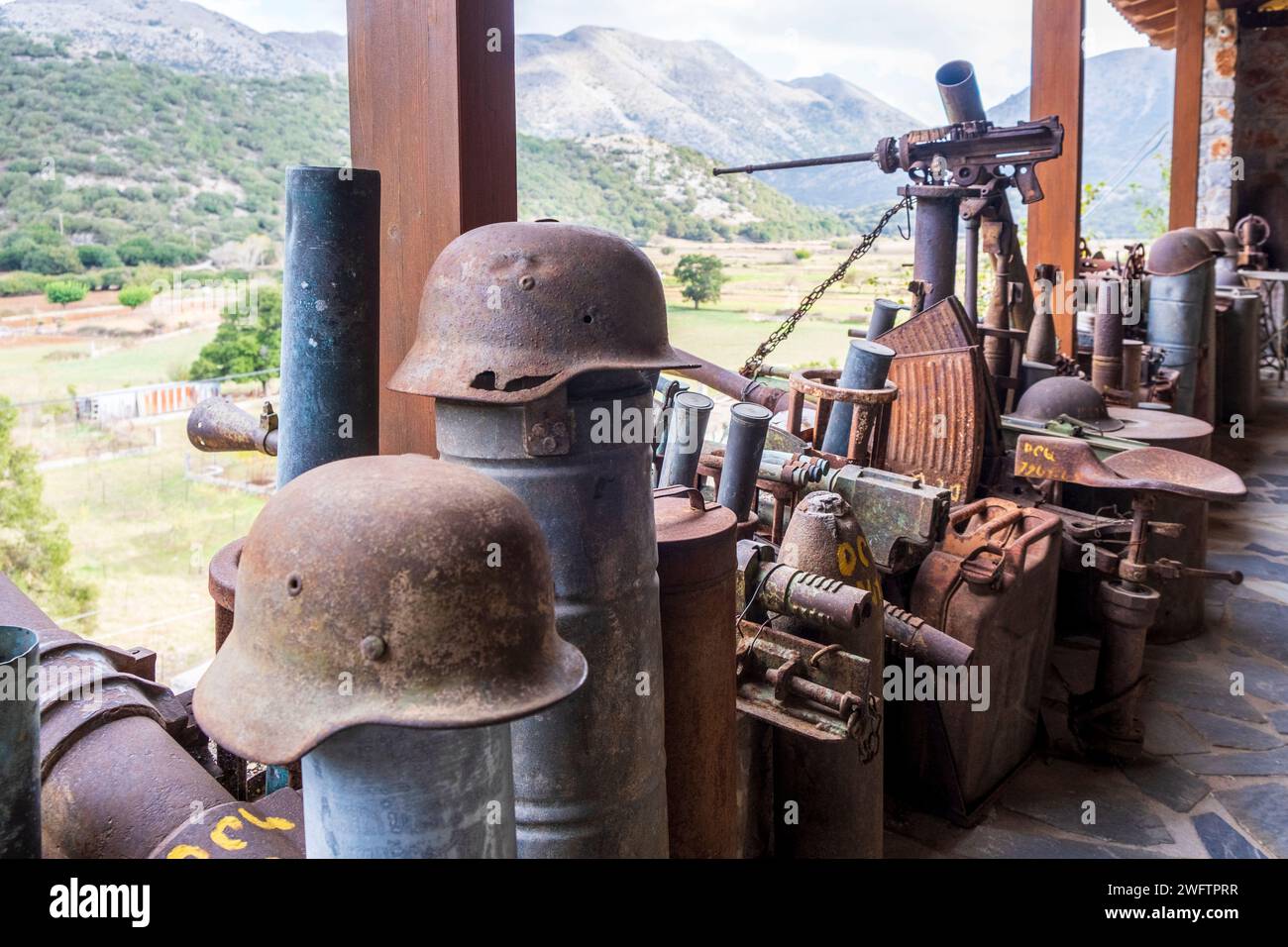 Wehrmacht helmets and Second World War weapons on display in museum in ...