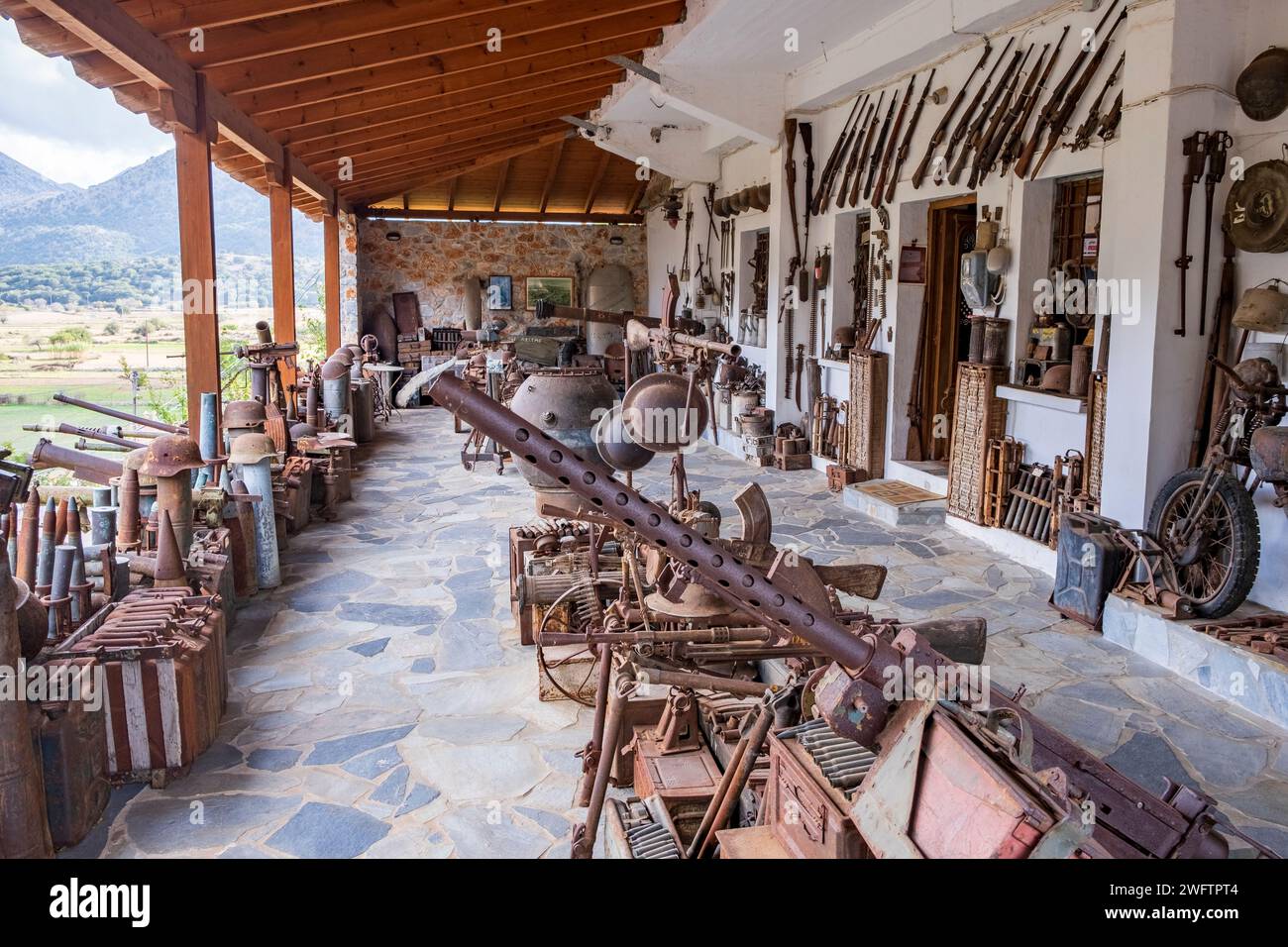 War museum in mountain village of Askifou, Crete, Greece Stock Photo ...