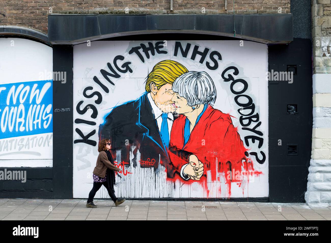 Bristol, UK. 24/02/17 Street art warning about the death of the NHS ...
