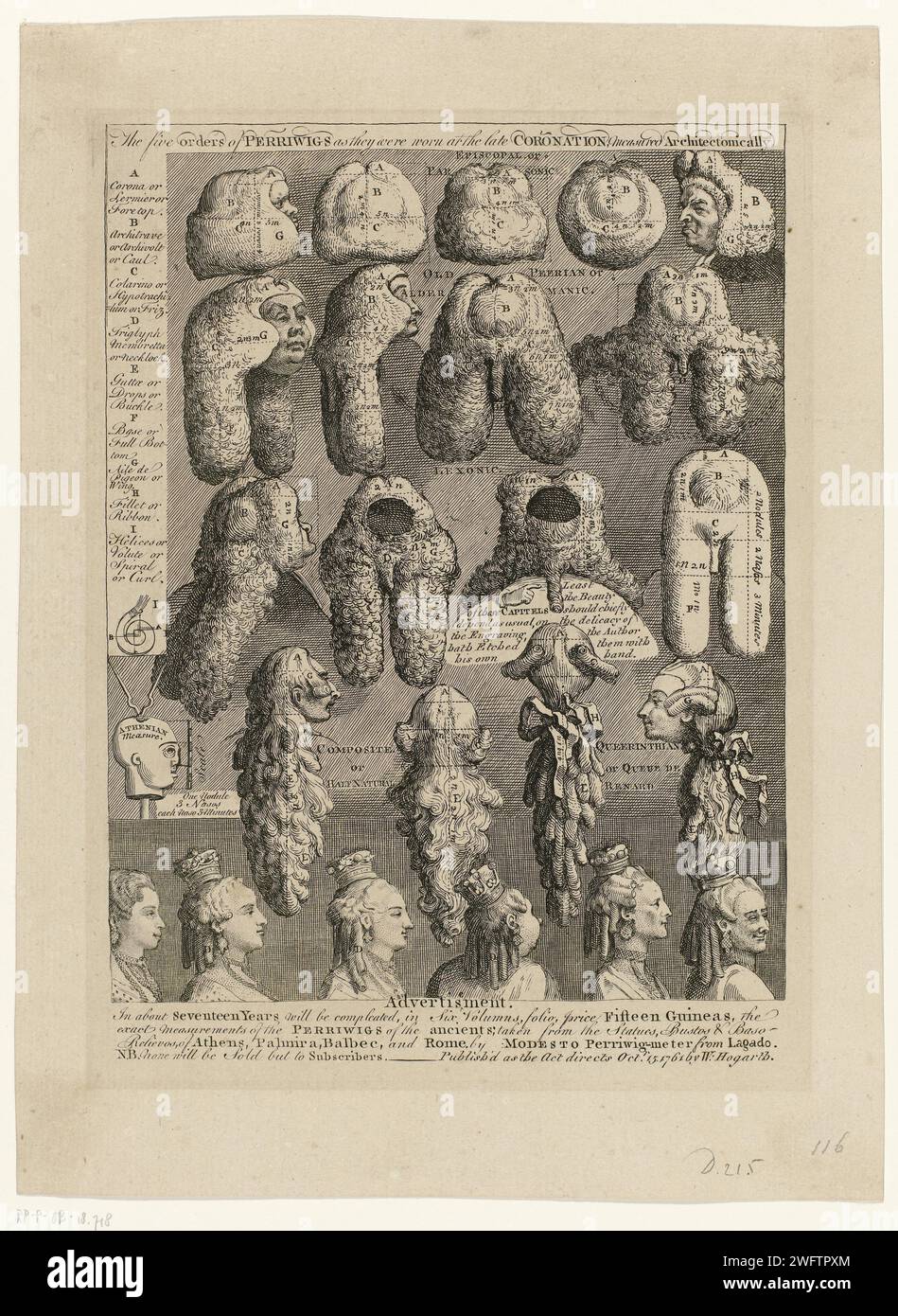 Order of Wigs, William Hogarth, 1761 print Text in English in the lower ...