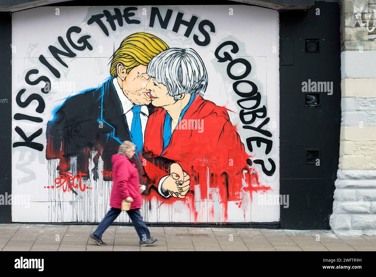Bristol, UK. 24/02/17 Street art warning about the death of the NHS ...