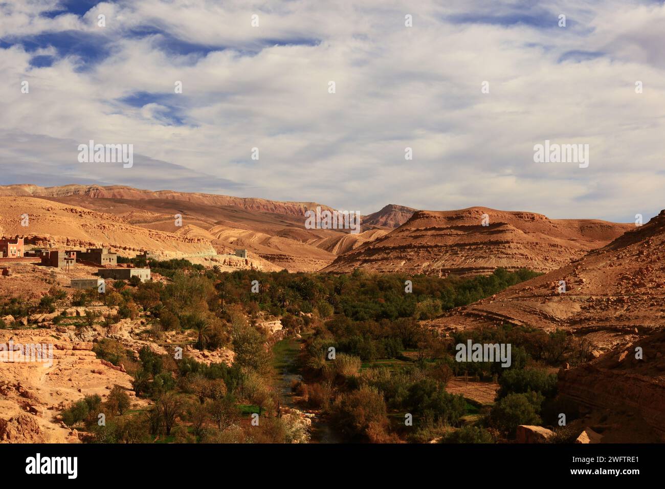 View on a mountain in the High Atlas which is a mountain range in ...