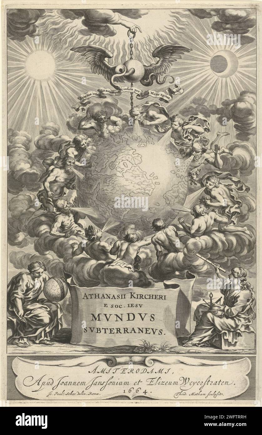 Personified winds blowing the world, Theodor Matham, After Giovanni ...