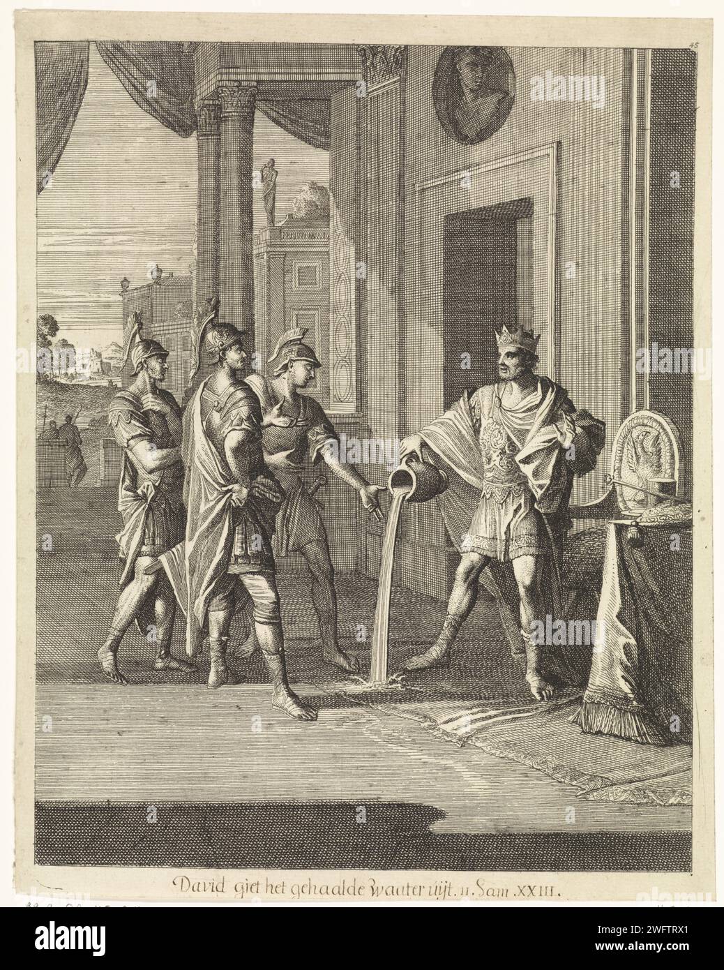 David pours out the water from the well in Bethlehem, Caspar Luyken ...