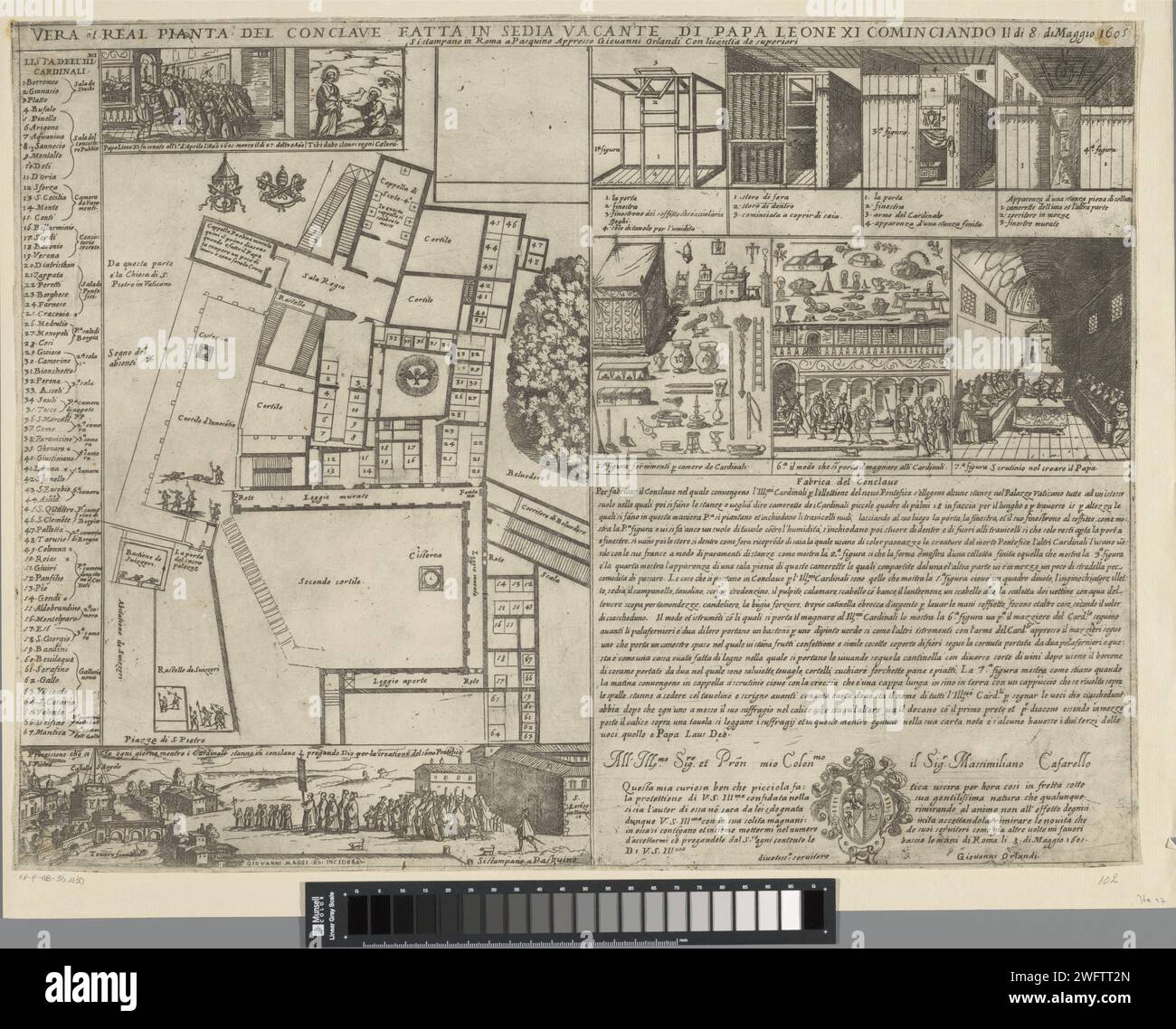 Floor plan for the conclave in May 1605, Giovanni Maggi, 1576 - 1618 ...