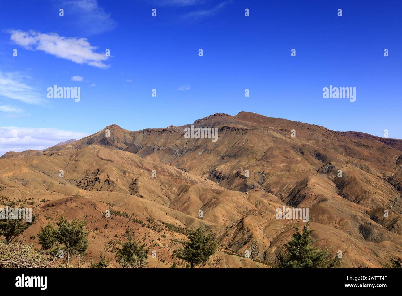 View on a mountain in the High Atlas which is a mountain range in ...