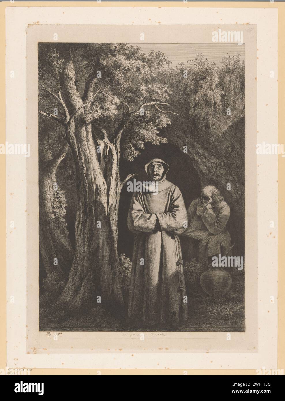 Two Franciscan Monniken for a cave, Jean Jacques de Boissieu, 1797 ...