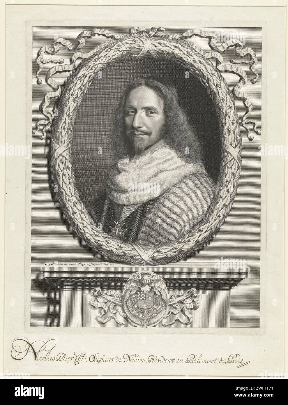 Portret van Nicolas Potier de Novion, Robert Nanteuil, 1664 print ...