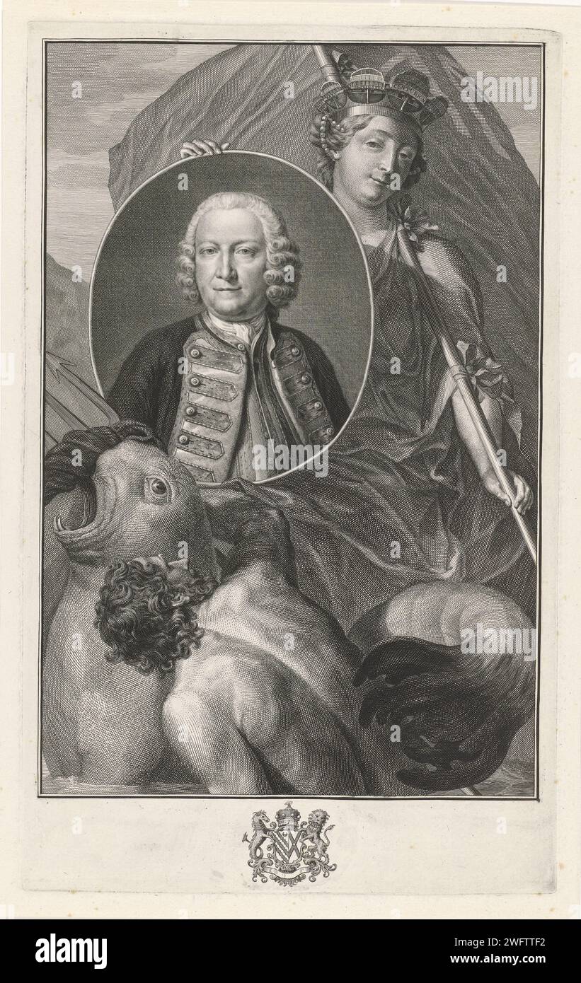 Portrait of George Anson with Allegorical Figure, Jacob Houbraken ...