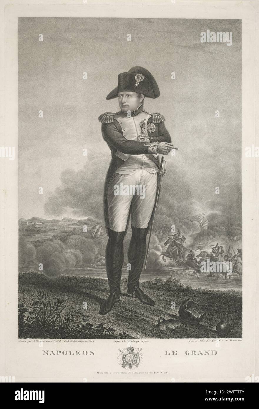 Portret van Napoleon I Bonaparte, Luigi Rados, After Giovanni Battista ...