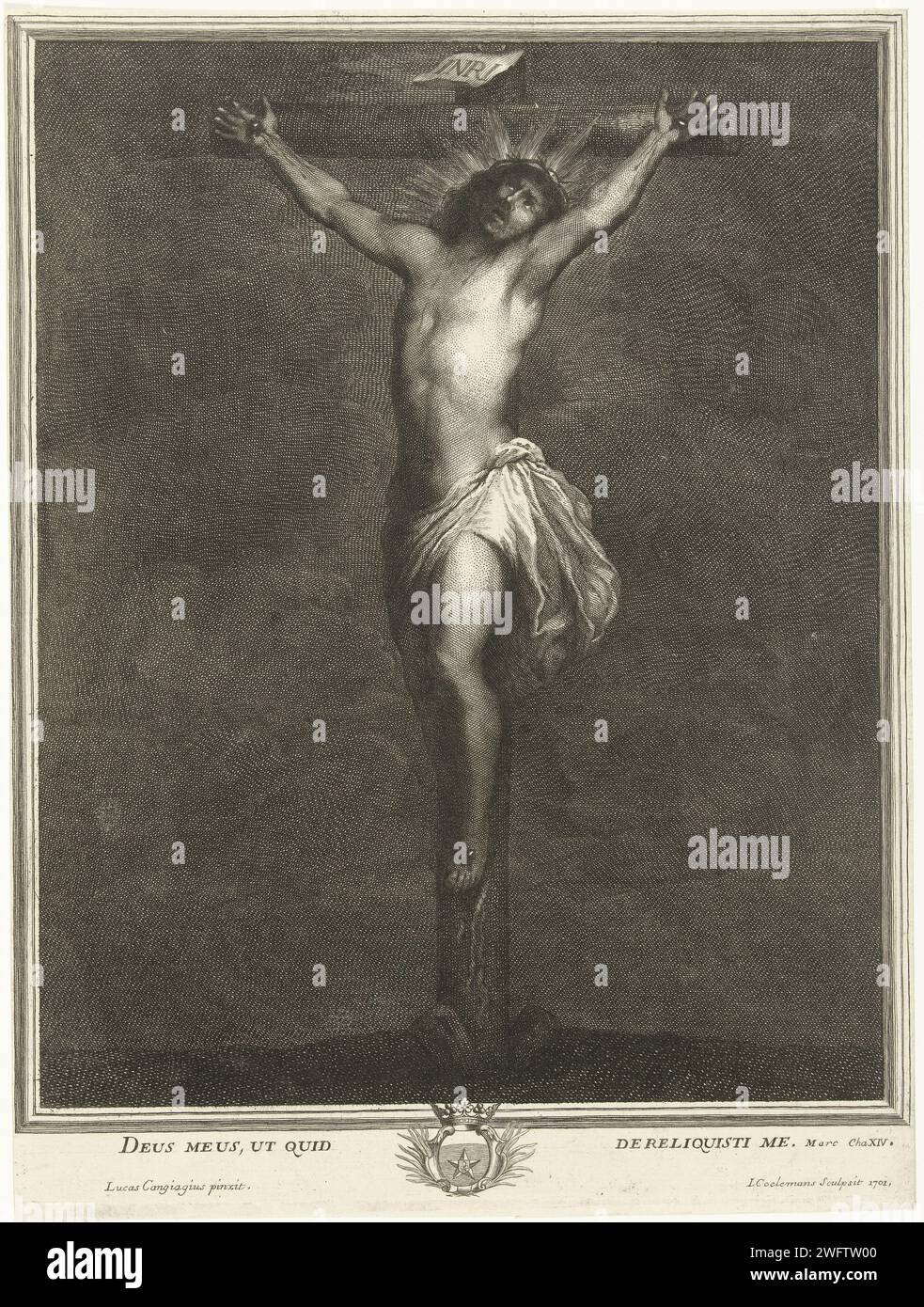 Christ on the Kruis, Jacob Coelemans, After Luca Cambiaso, 1701 print Christ on the cross in the ...