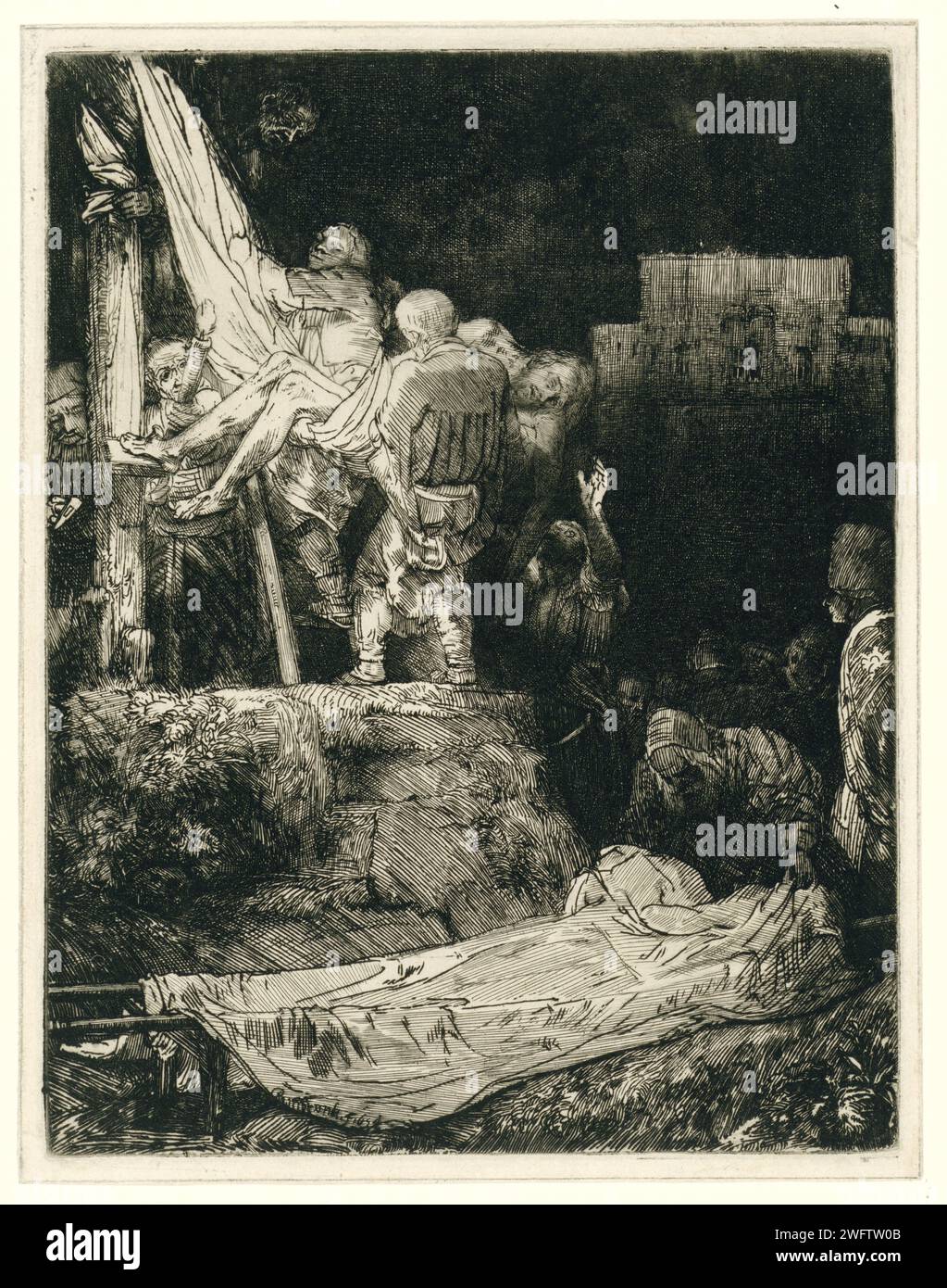 The descent from the cross by torchlight, Rembrandt van Rijn, 1654 ...