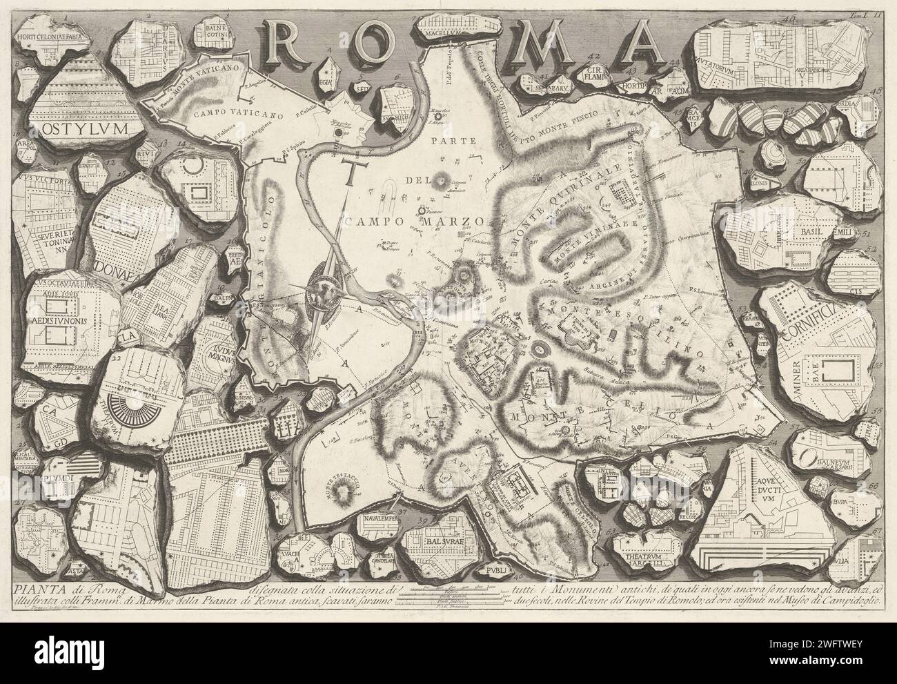 Plattegrond van Rome, Giovanni Battista Piranesi, c. 1756 - c. 1757 ...