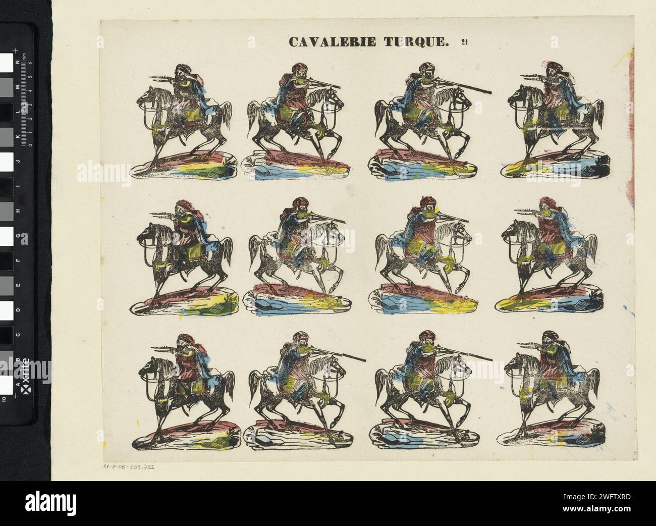 Turkish cavalry, 1827 - 1894 print Leaf with 12 performances of Turkish ...