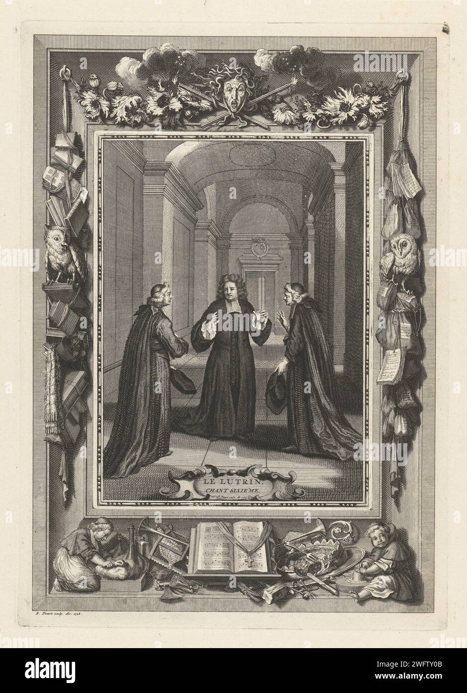 Three clergy in a hall, Bernard Picart (workshop of), 1728 print Three ...