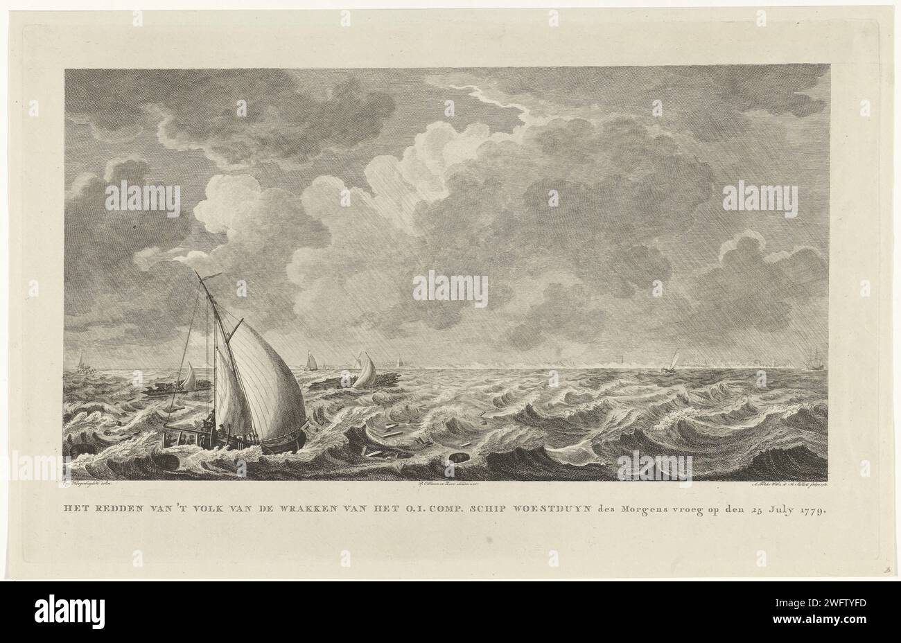 Saving the passengers of the Schip Woestduin, 1779, Arend Fokke ...