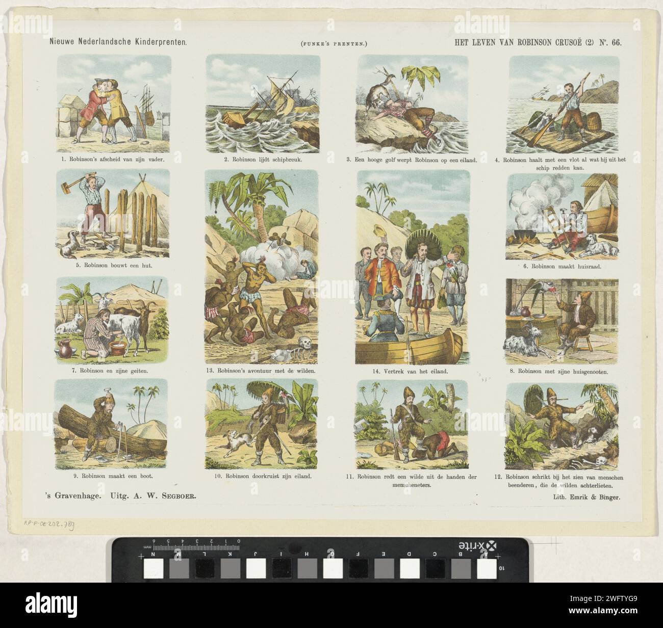 The Life of Robinson Crusoë (2), 1903 - 1919 print Leaf with 14 performances from the story of ...