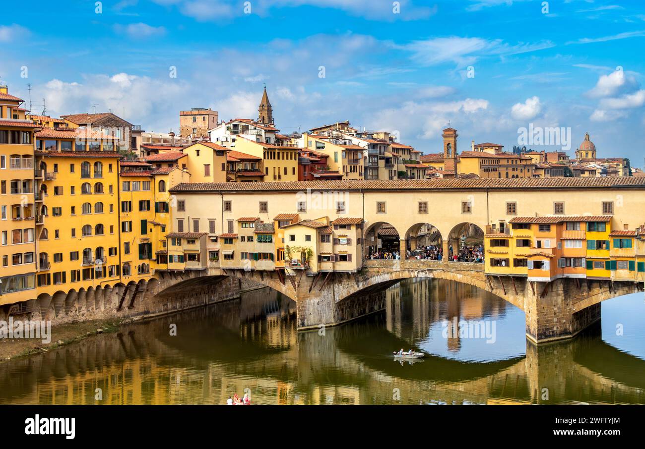 The Ponte Vecchio bridge ,a medieval stone arch bridge spanning The ...