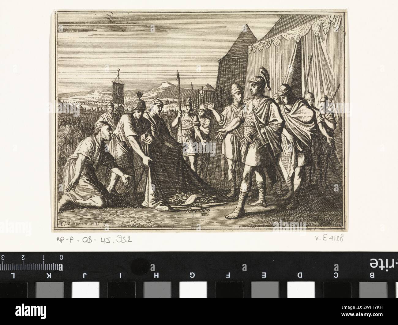 Achan accused of theft, Caspar Luyken, 1712 print Amsterdam paper ...