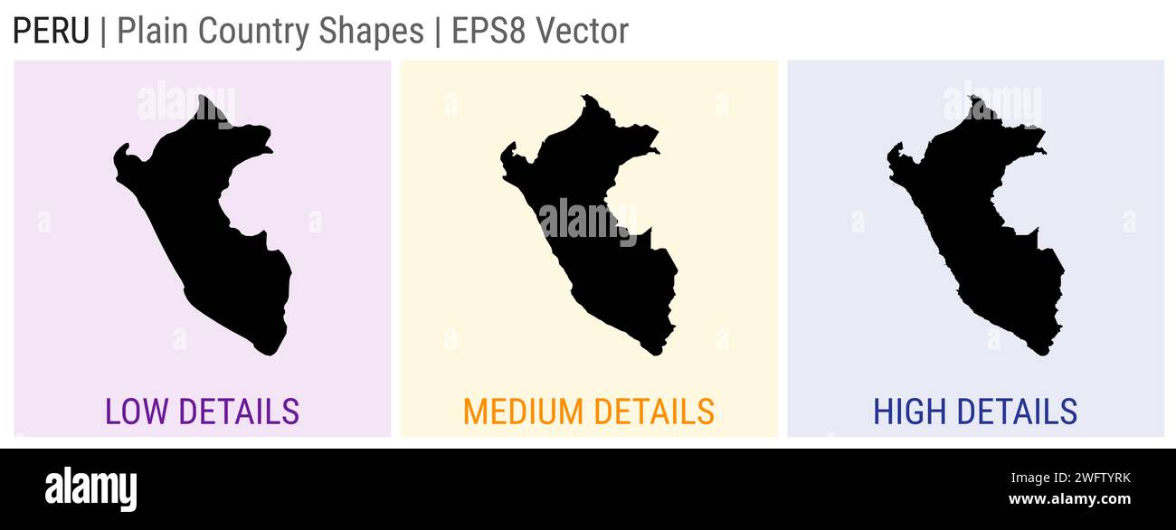 Peru - plain country shape. Low, medium and high detailed maps of Peru ...
