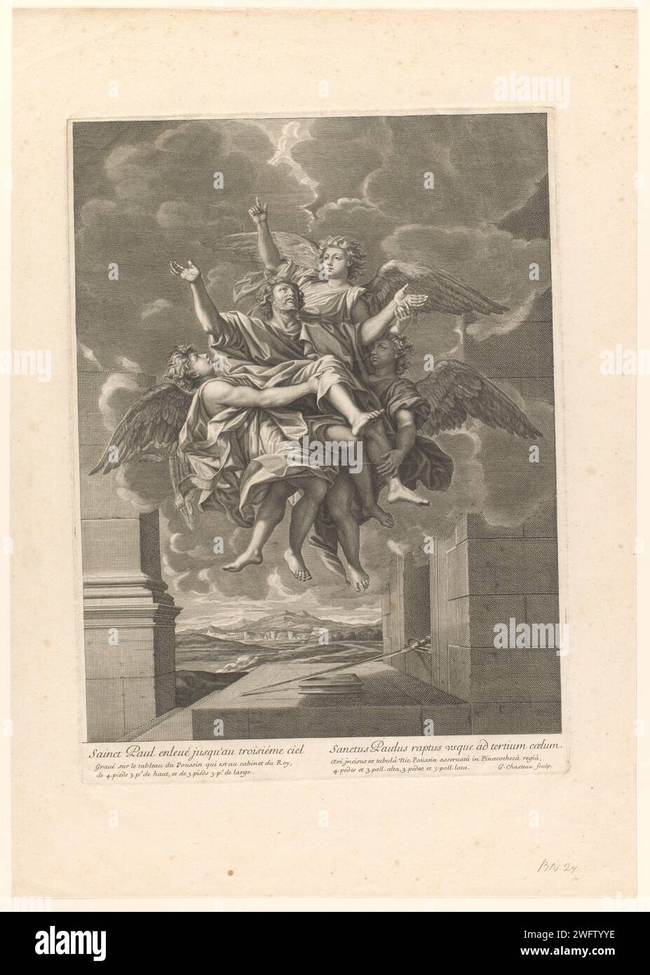 Heilige Paulus in Extasi, Guillaume Chasteau, After Nicolas Poussin, in ...