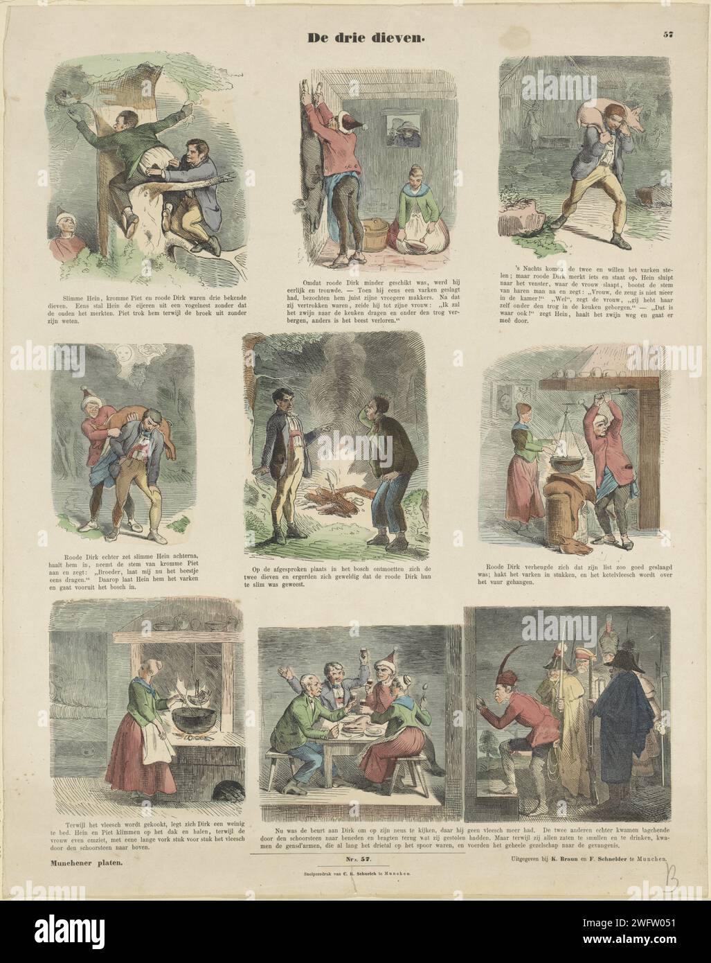 The three thieves, Anton Muttenthaler, 1843 - c. 1920 print Leaf with 7 ...