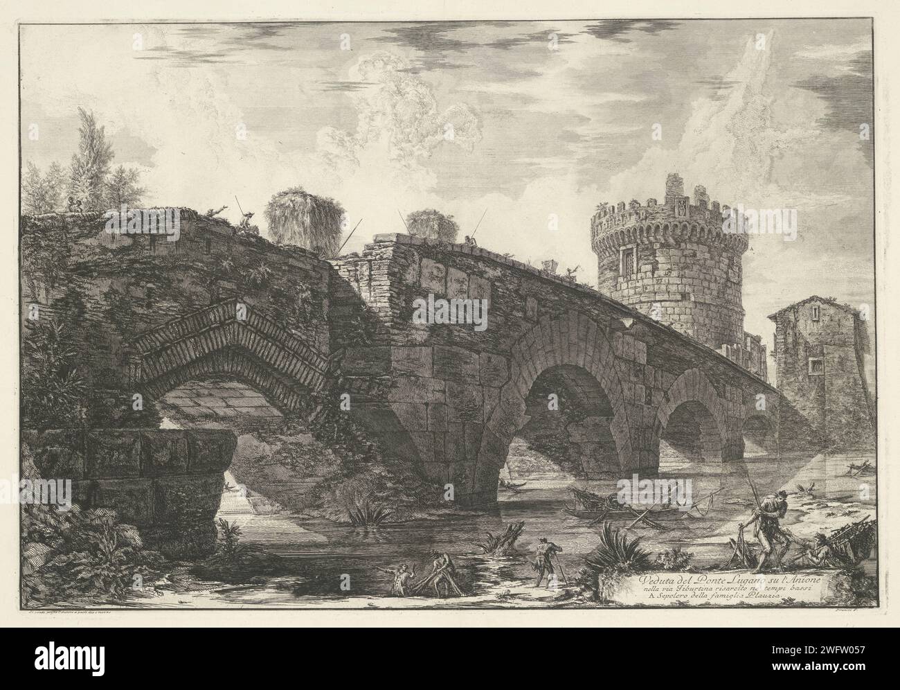 Ponte Lucan met of Tombe van Plautius Lucan, Giovanni Battista Piranesi ...