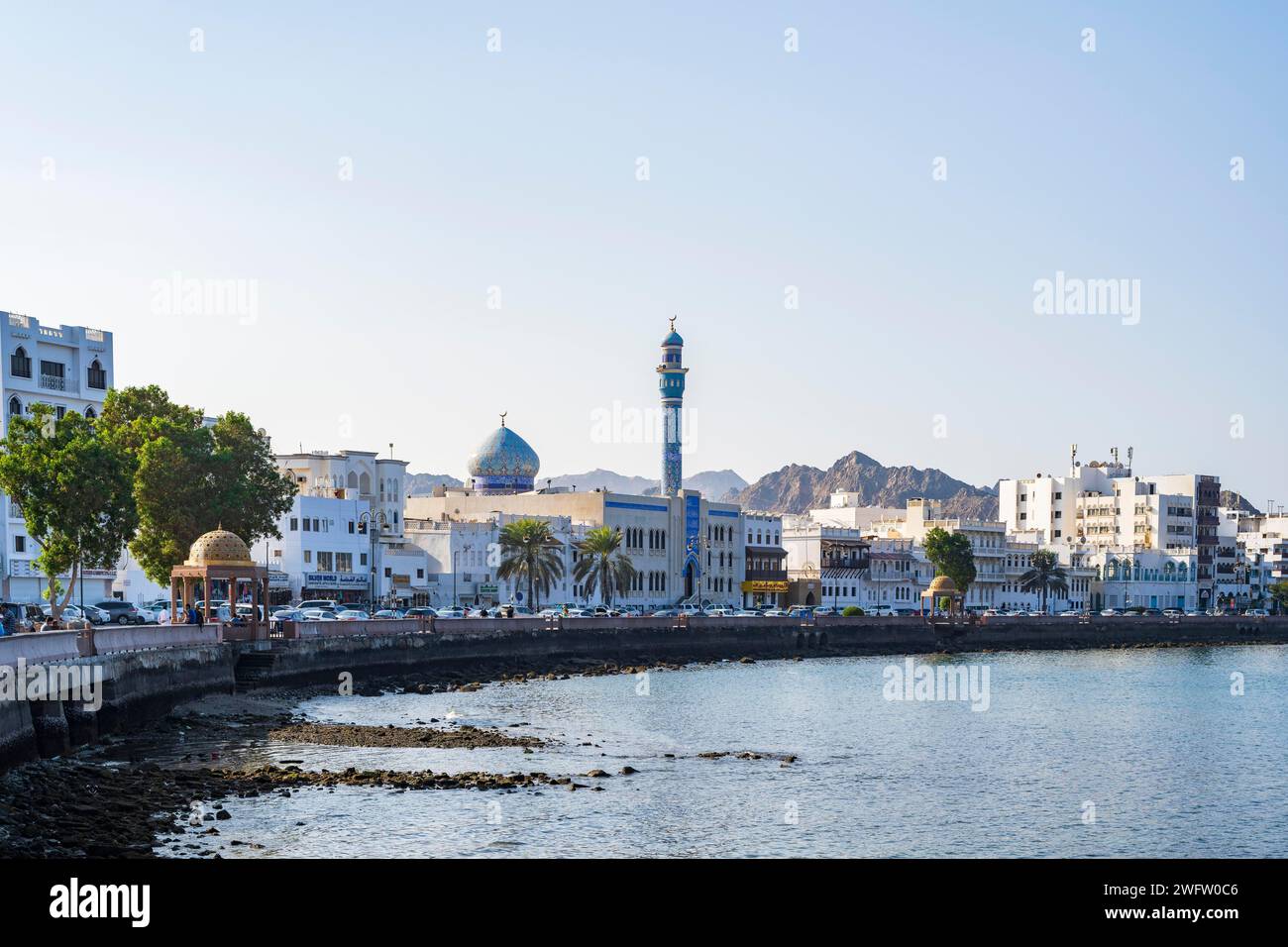 Mutrah Corniche, Promenade at the harbour, Matrah, Muscat, Oman Stock ...