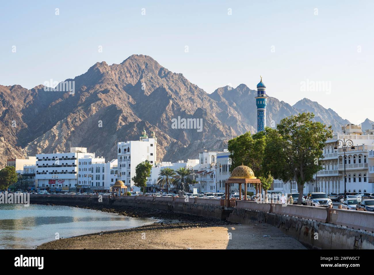 Mutrah Corniche, Promenade at the harbour, Matrah, Muscat, Oman Stock ...