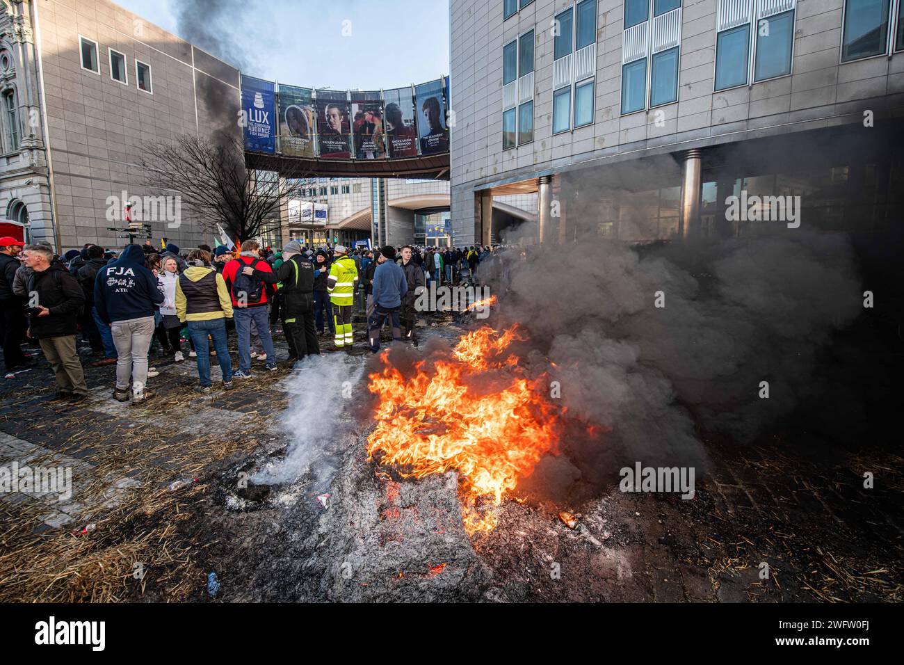 BRUSSELS - Farmers protest in the Belgian capital, here at the European ...