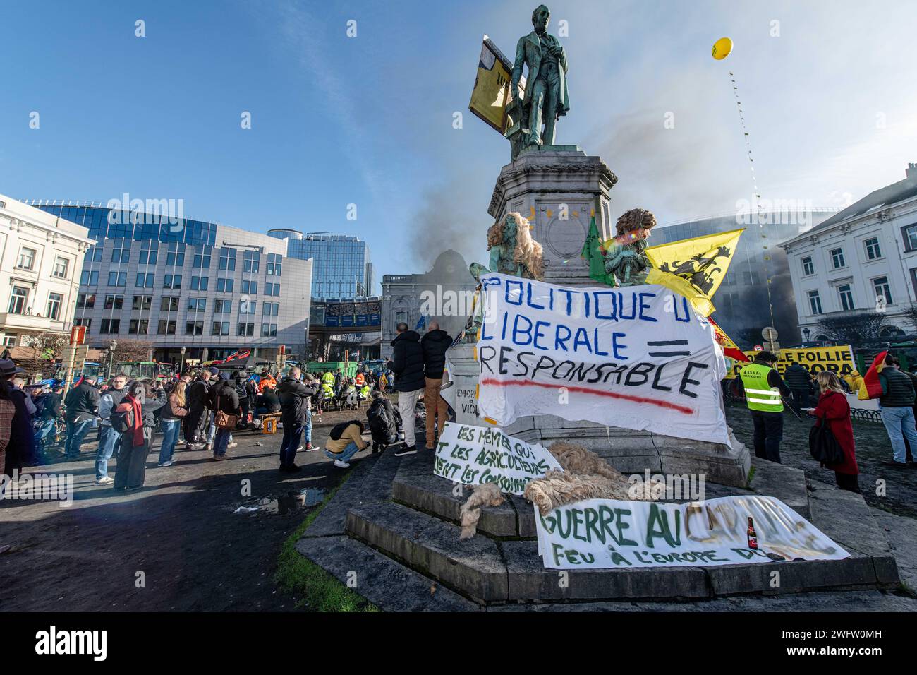 BRUSSELS - Farmers protest in the Belgian capital, here at the European ...