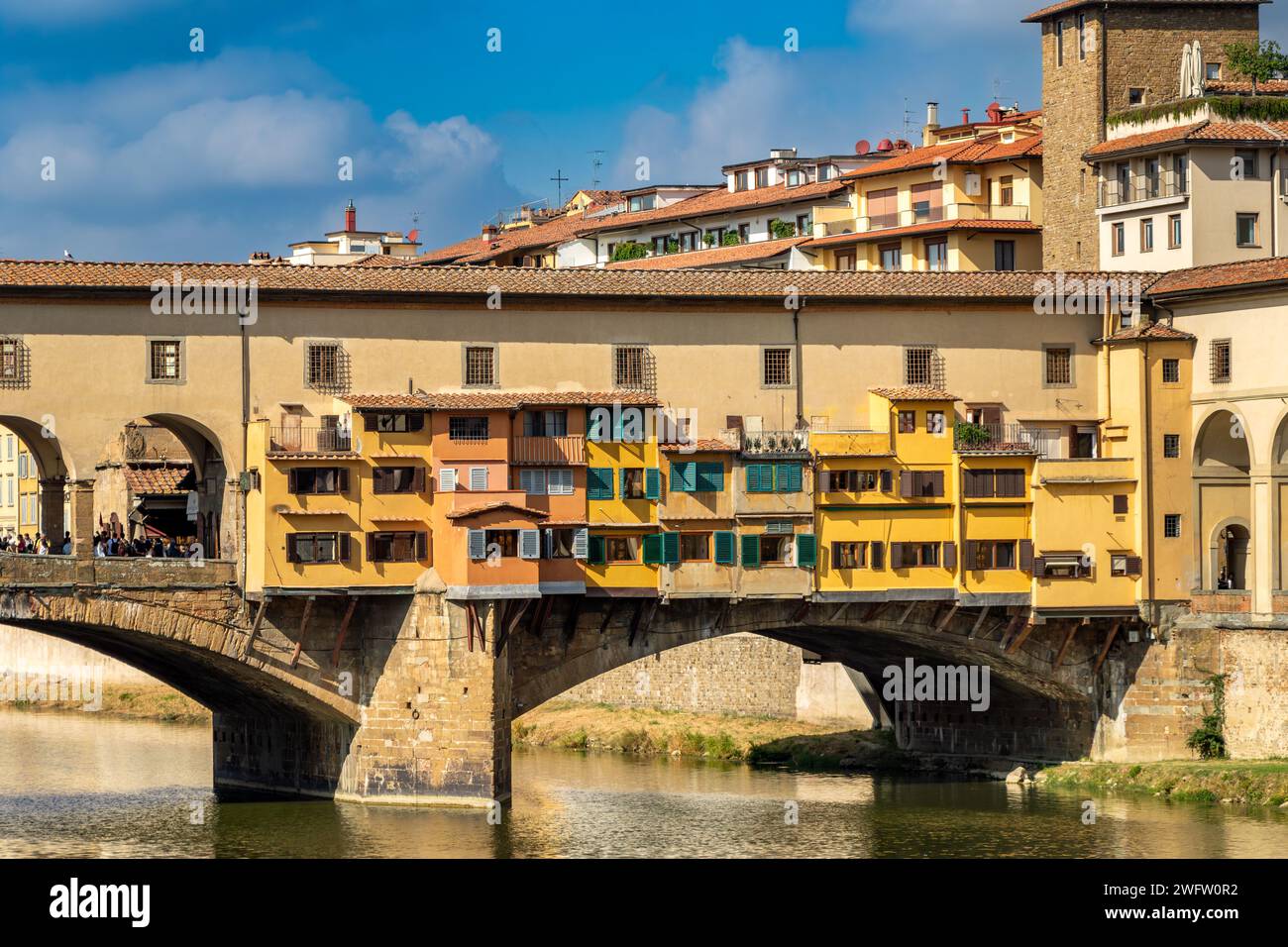 The Ponte Vecchio bridge ,a medieval stone arch bridge spanning The ...