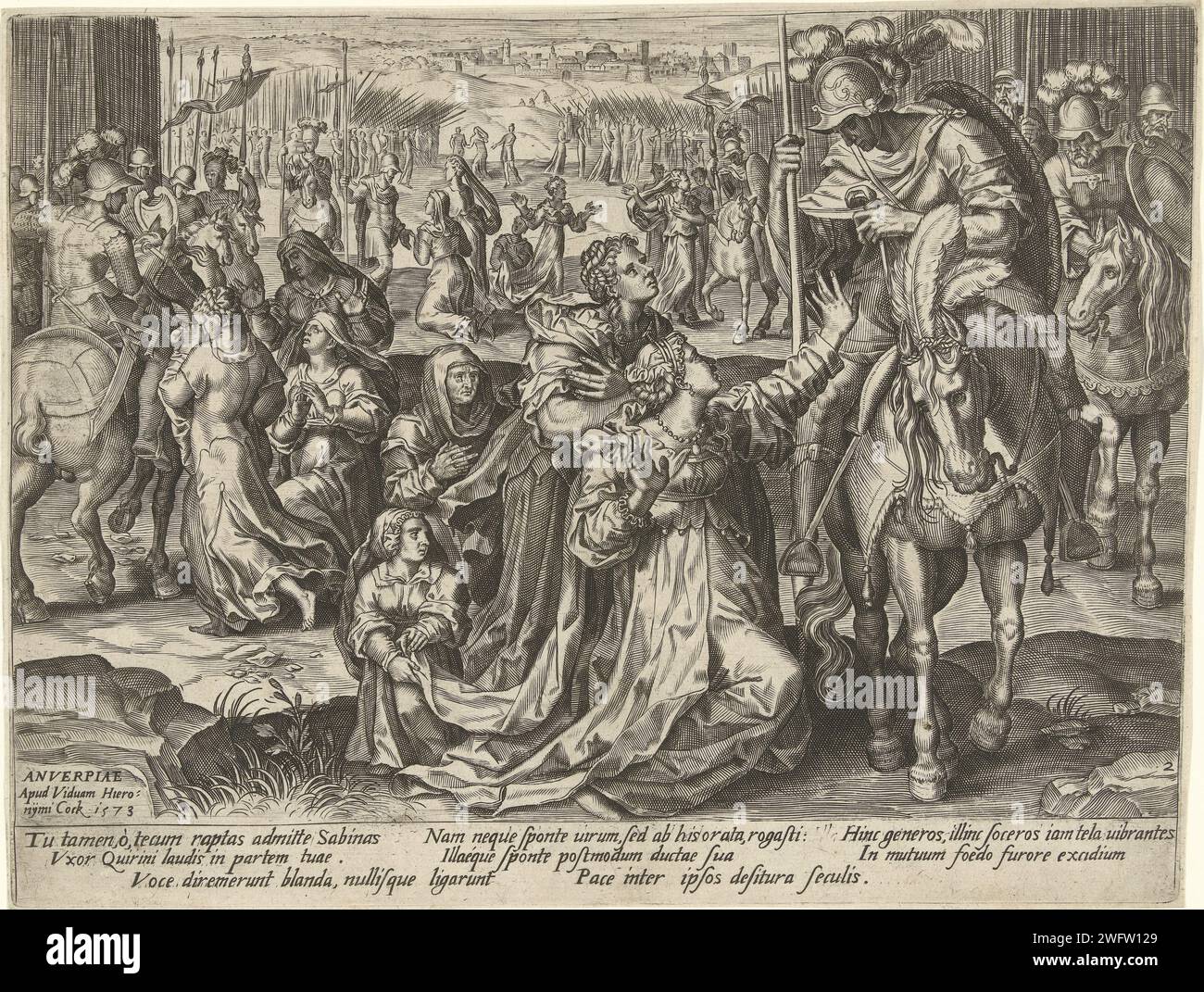 Reconciliation between the Sabines and the Romans, 1573 print The ...