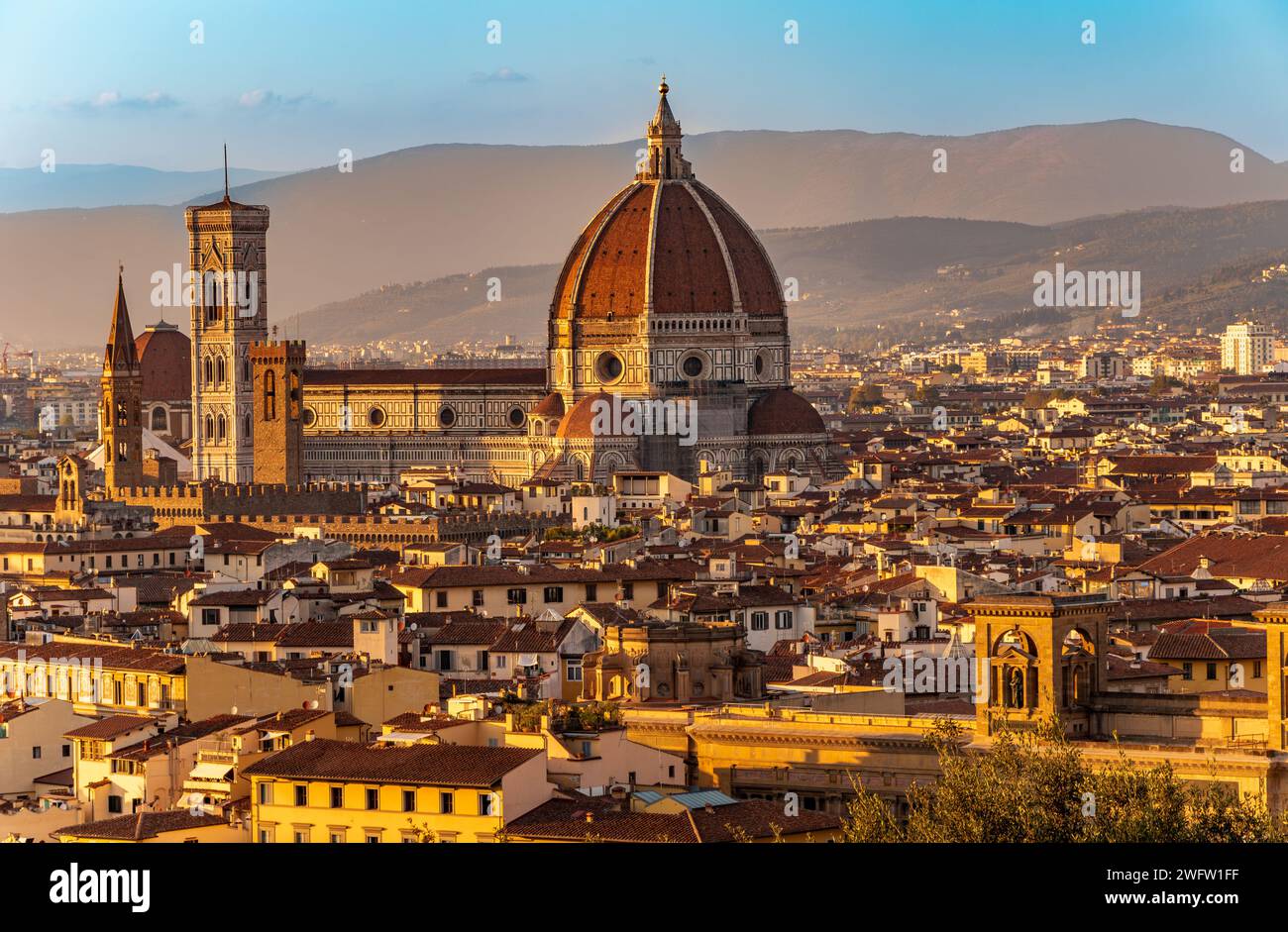 The Duomo in Florence at sunset ,with the striking Dome built by ...