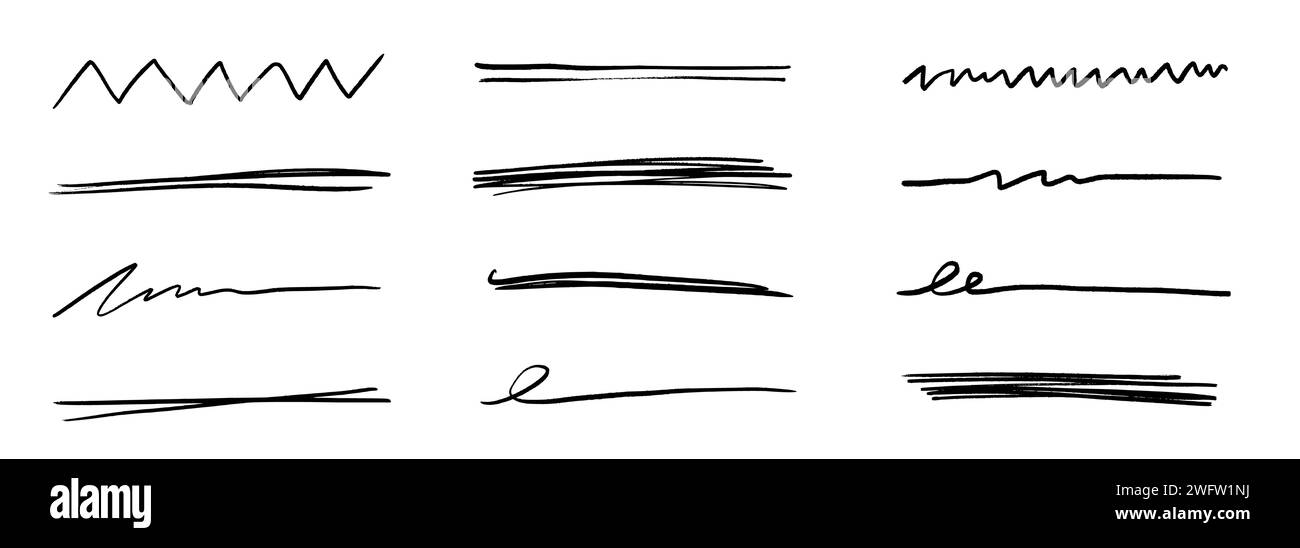 Pen underline line stroke, marker scribble. Hand drawn mark, brush ...