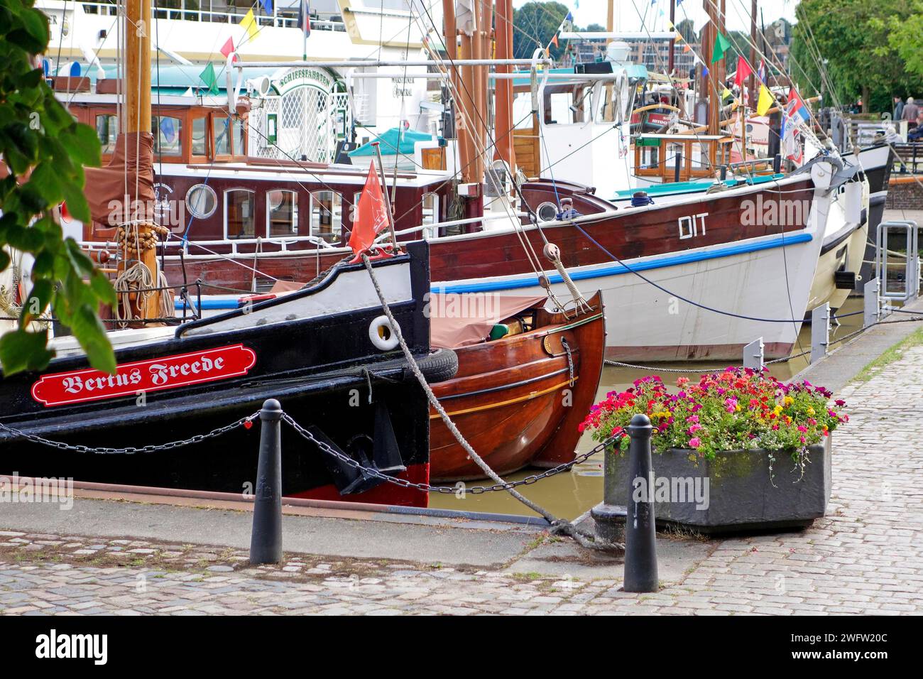 Traditional ships, museum harbour, Leer, East Frisia, Germany Stock ...