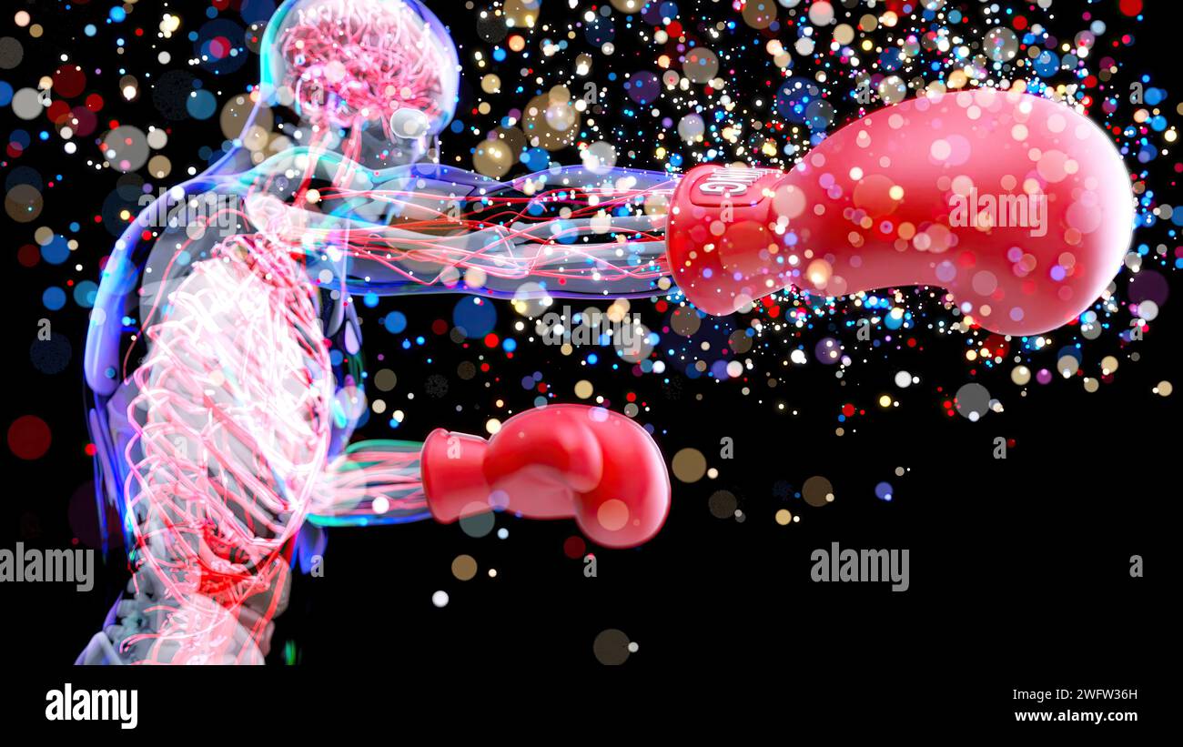 Abstract 3D anatomy of a man boxing Stock Photo - Alamy