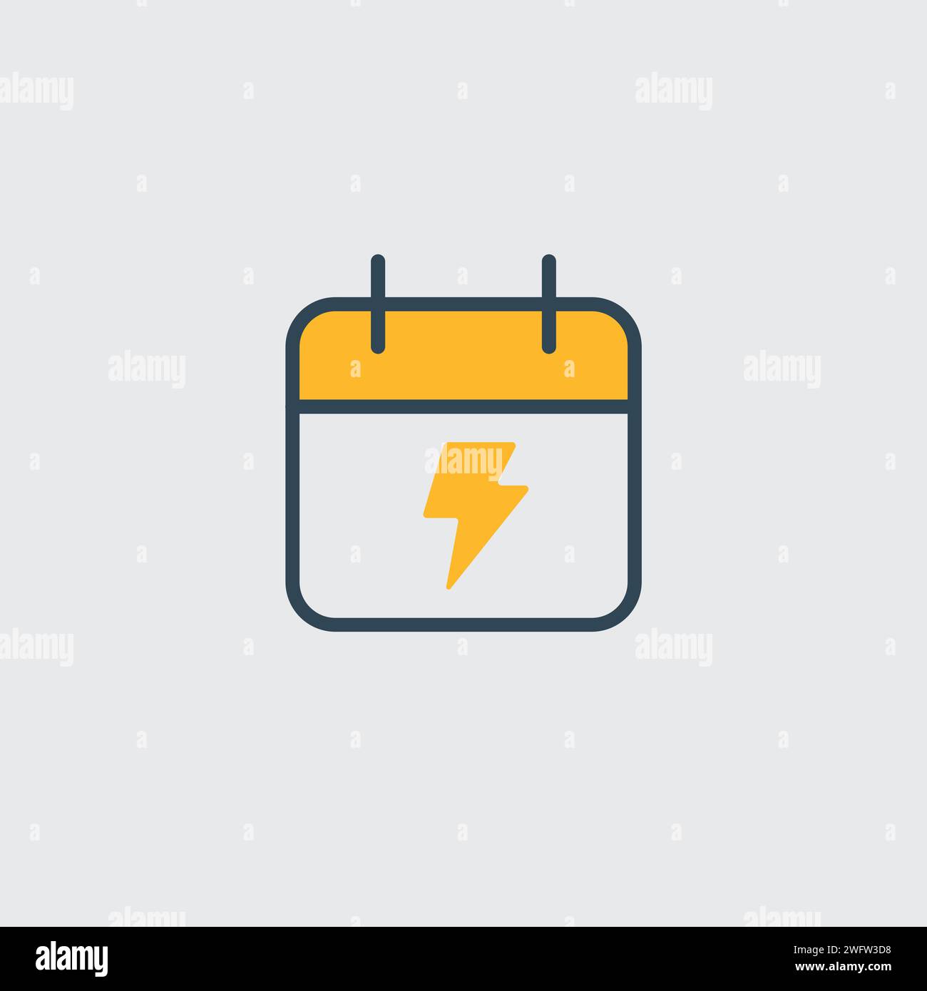 calendar, cloud, thunder icon, isolated icon in light background ...